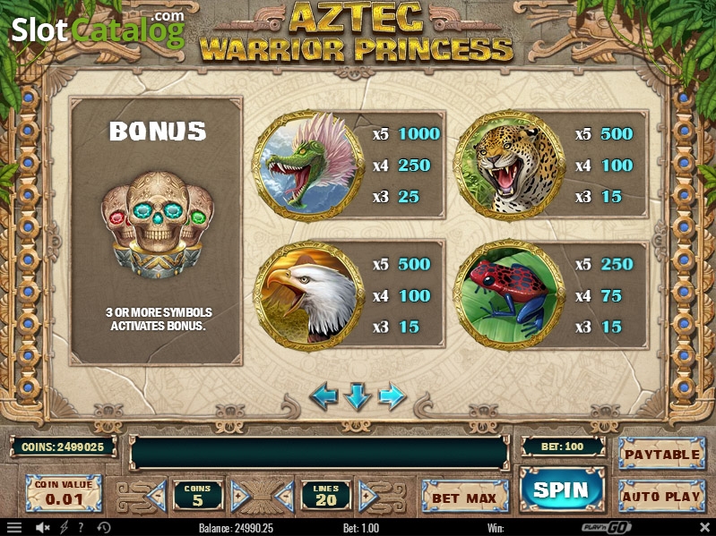 Aztec Warrior Princess Slot ᐈ Claim a bonus or play for free!